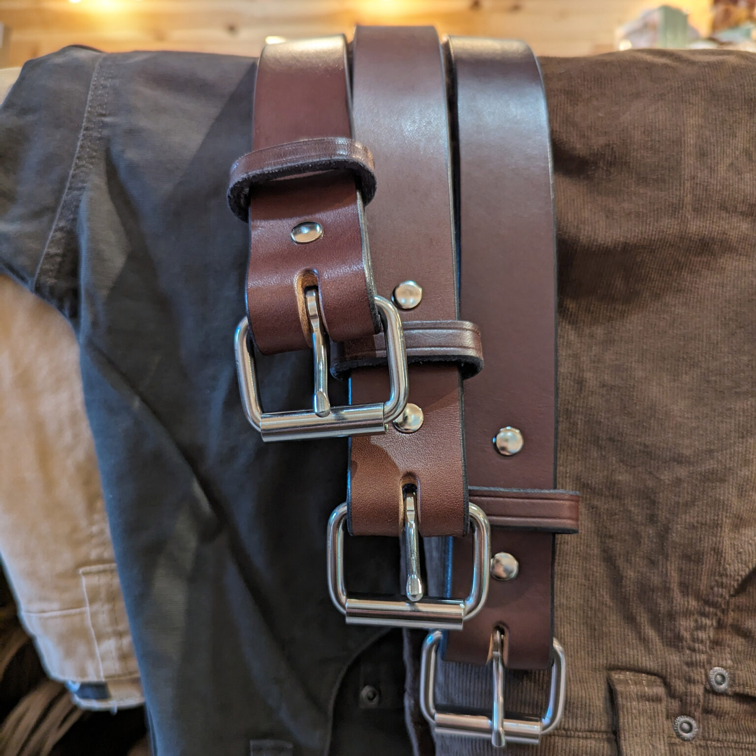 Handmade Amish Full Grain Leather Belt - Dark Brown - H.N. Williams